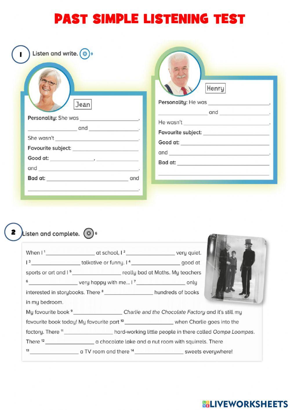 LISTENING TEST PAST SIMPLE TO BE 6845083 | María