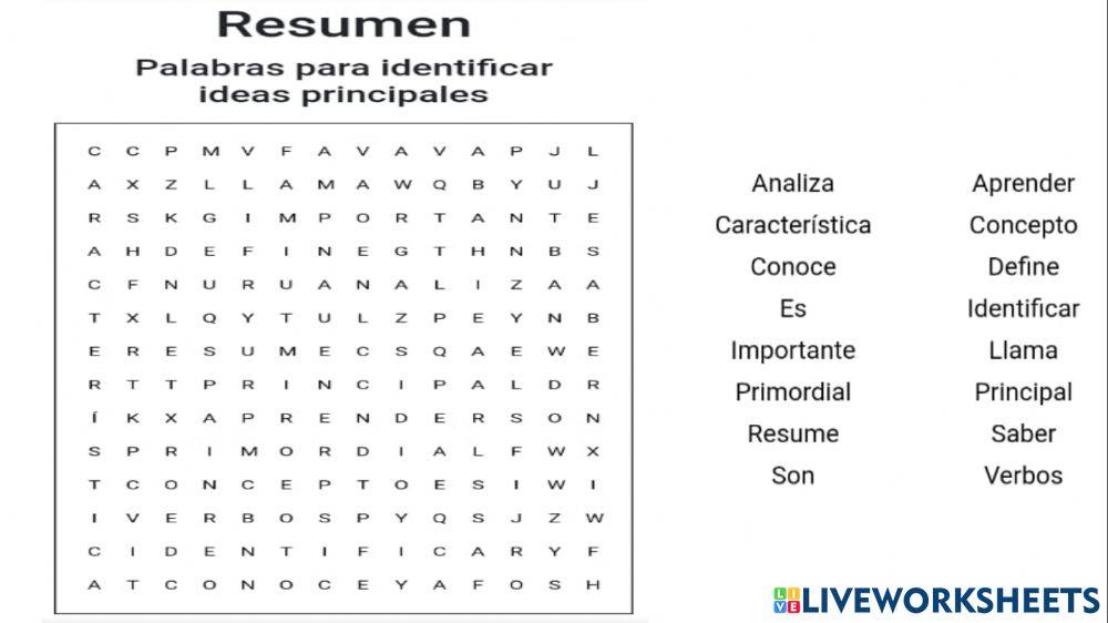 Resumen Lengua española activity | Live Worksheets