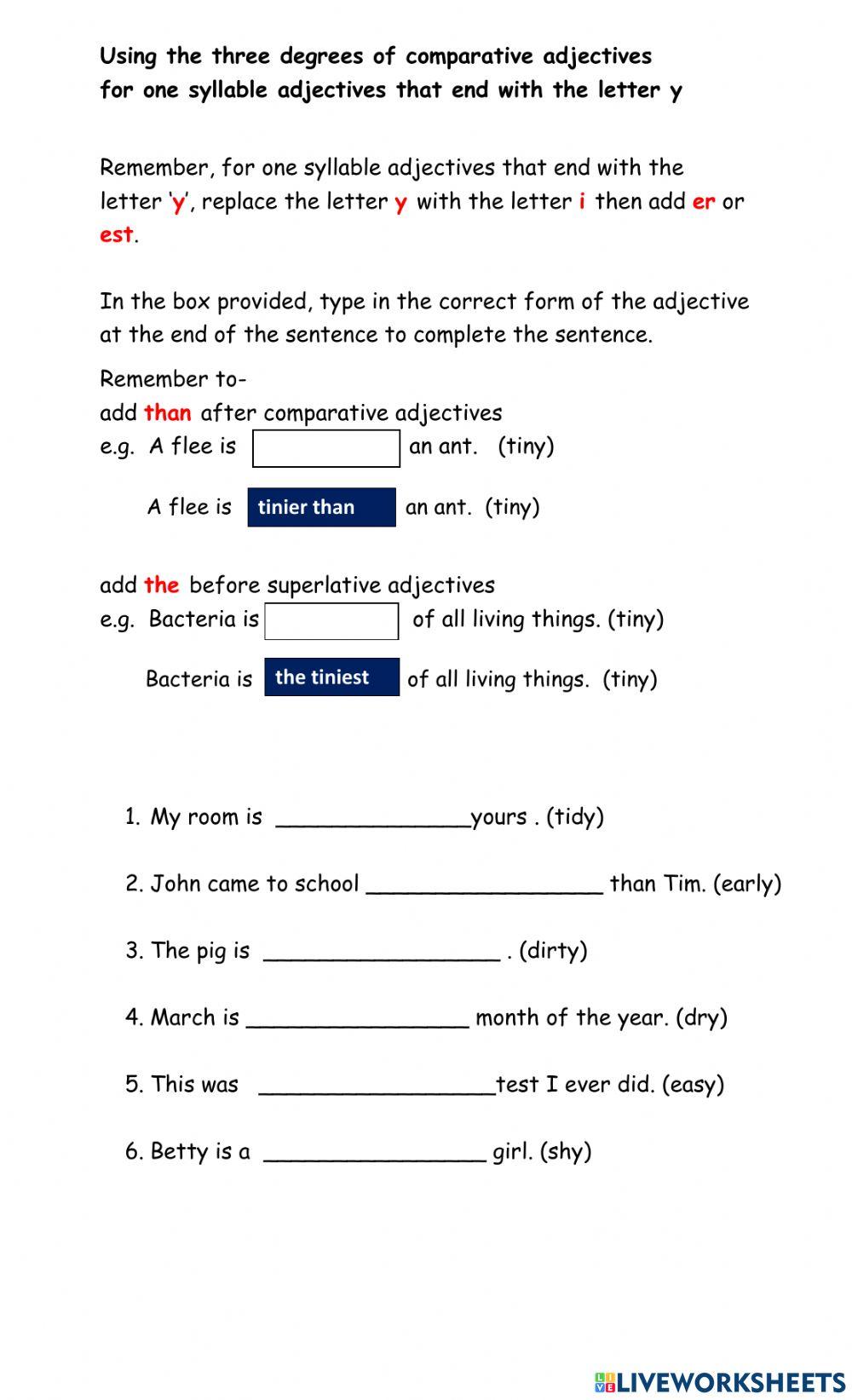 Comparative adj… | Free Interactive Worksheets | 1920476