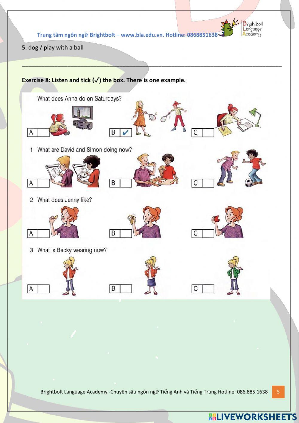 Review 1: Present Simple - Present Continuous online exercise for ...