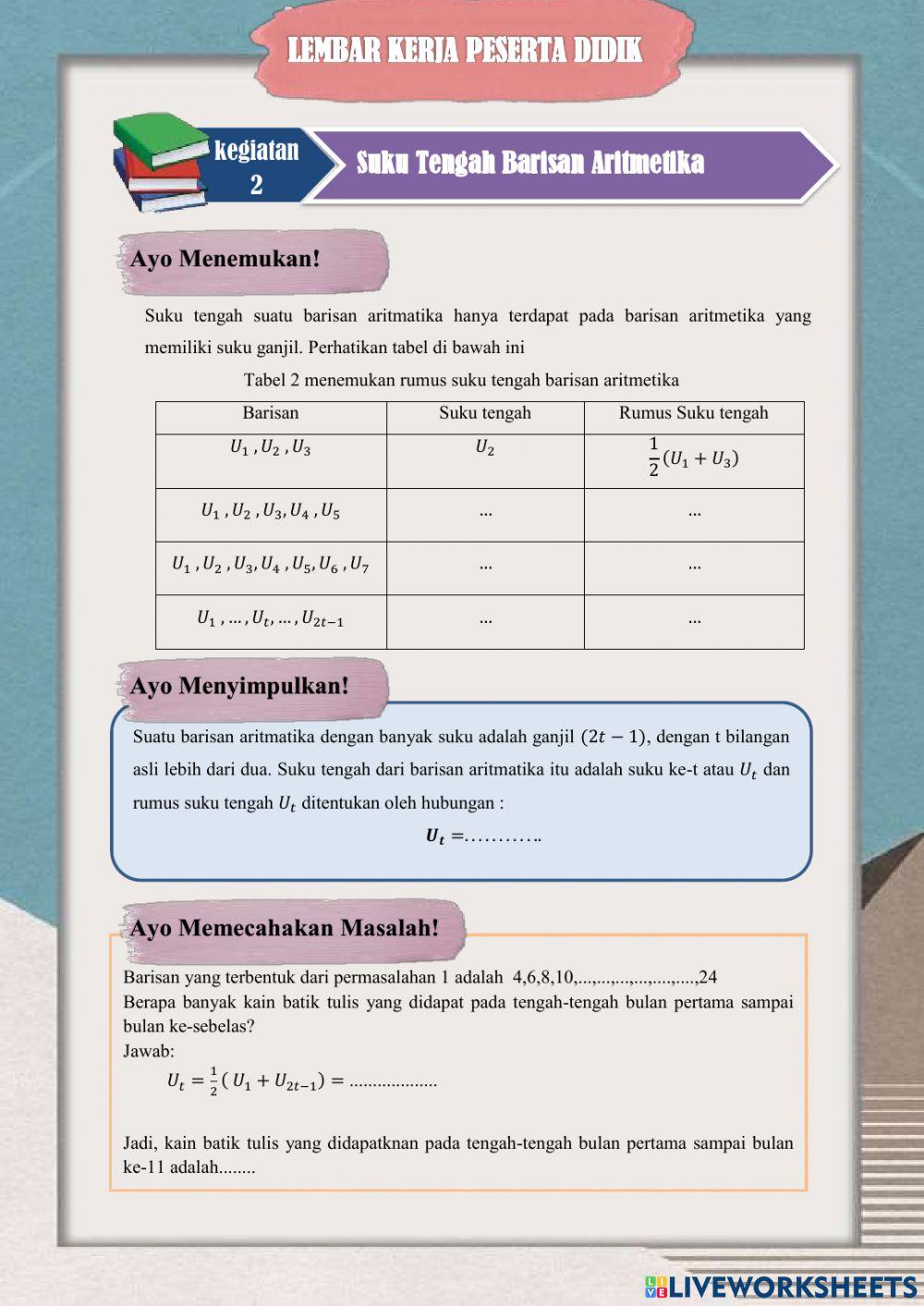 Barisan Aritmetika | Live Worksheets