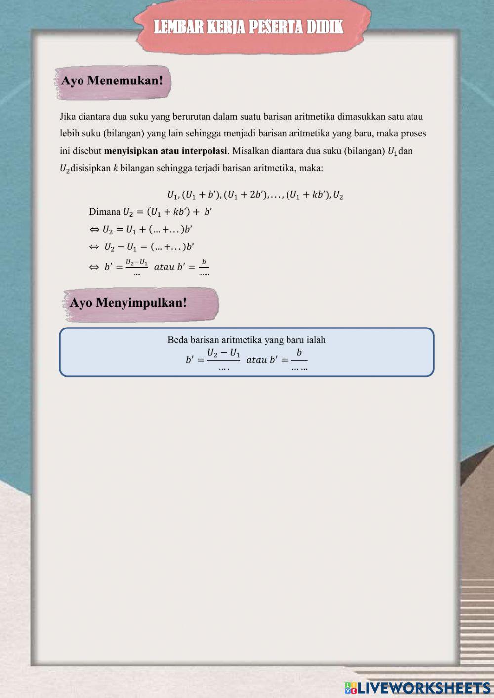 Barisan Aritmetika | Live Worksheets