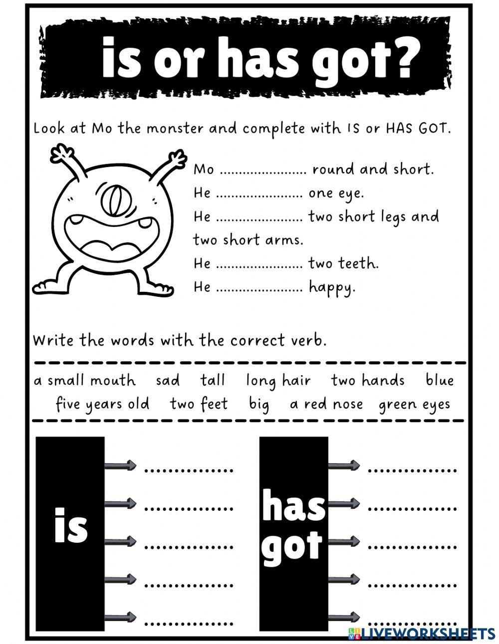 Is or has got worksheet | Live Worksheets