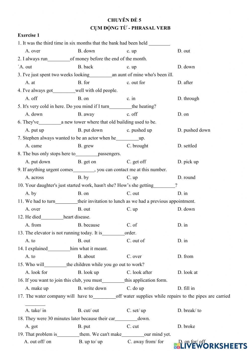 1921080 | English 9 Phrasal Verbs | Đo | LiveWorksheets