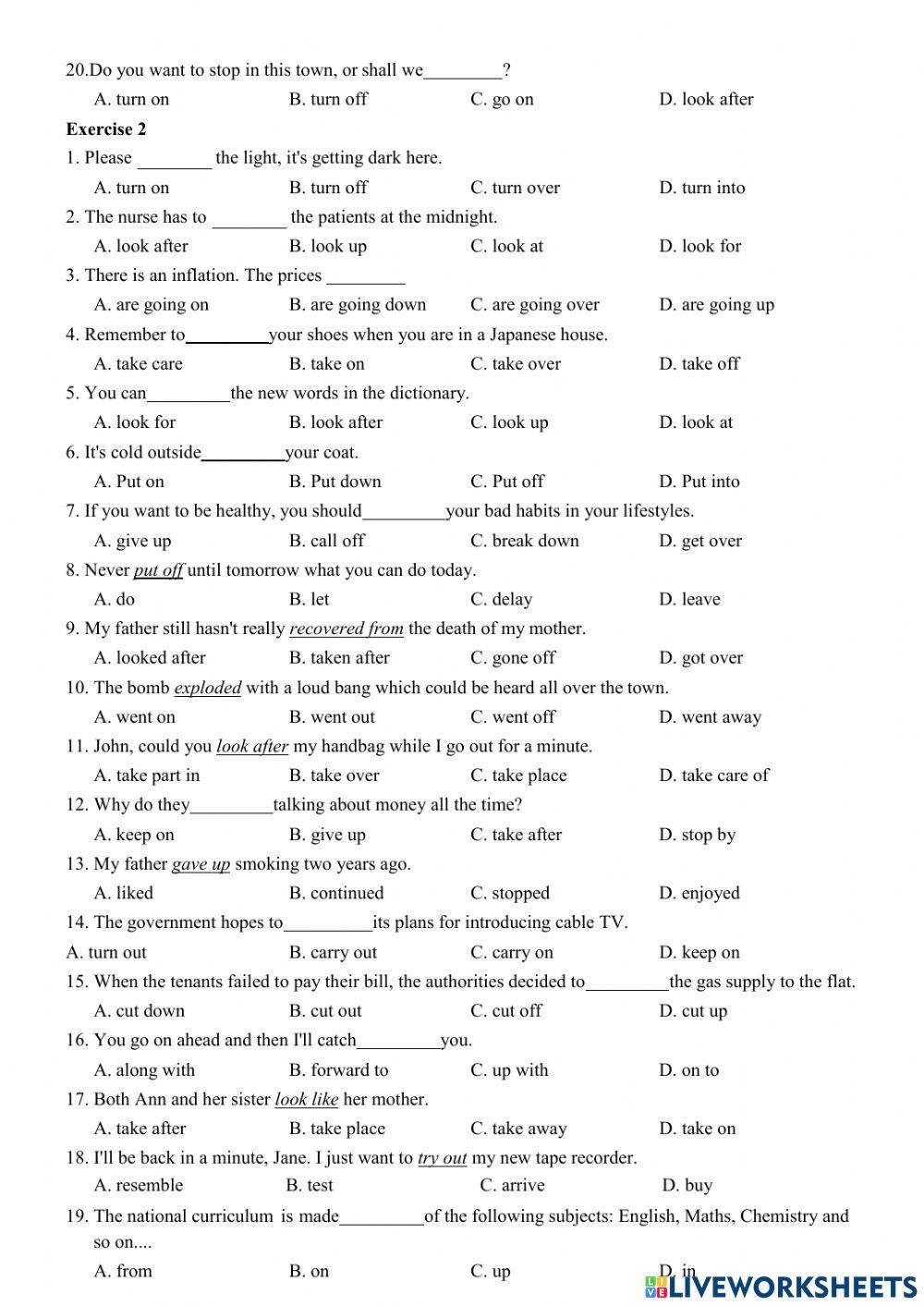 1921080 | English 9 Phrasal Verbs | Đo | LiveWorksheets