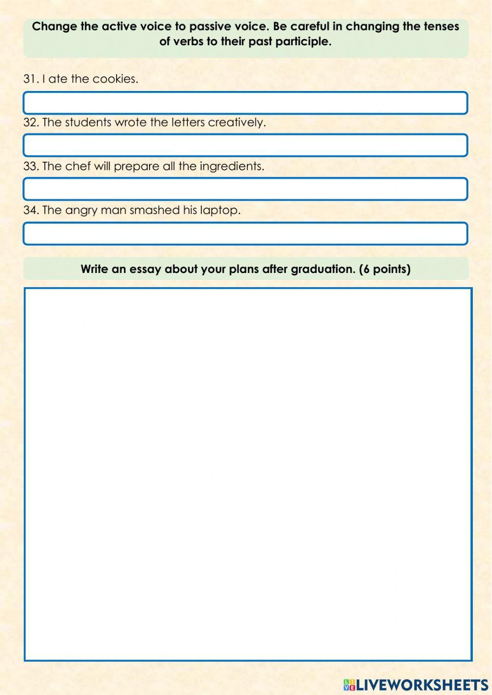 GRADE 6 ASSESSMENT FOURTH QUARTER online exercise for | Live Worksheets