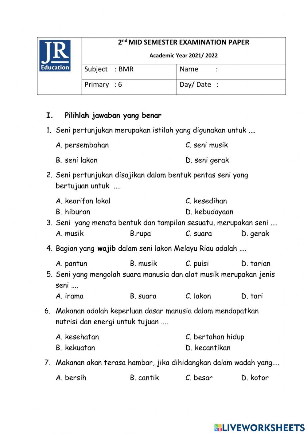 Bmr p6-pts 7577618 | Jimboree | Live Worksheets