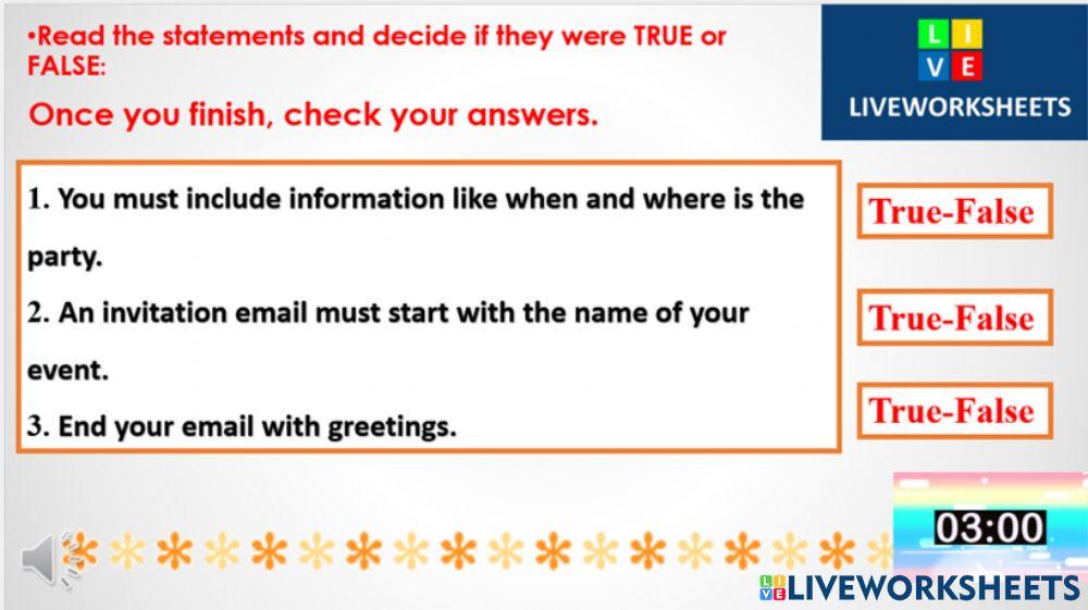 Invitation online exercise for | Live Worksheets