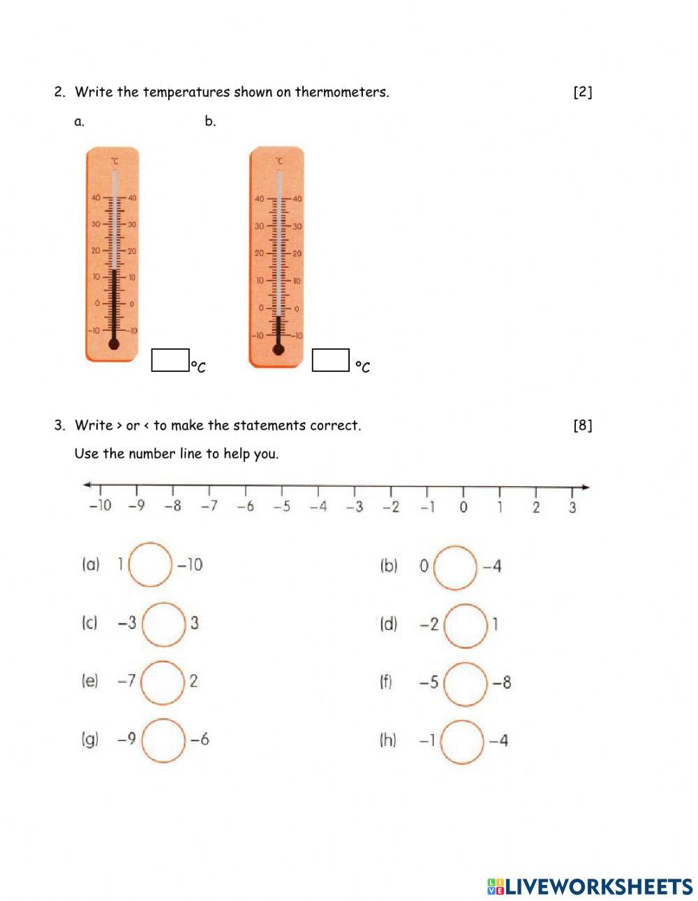 Negative Numbers | Free Interactive Worksheets | 1922039