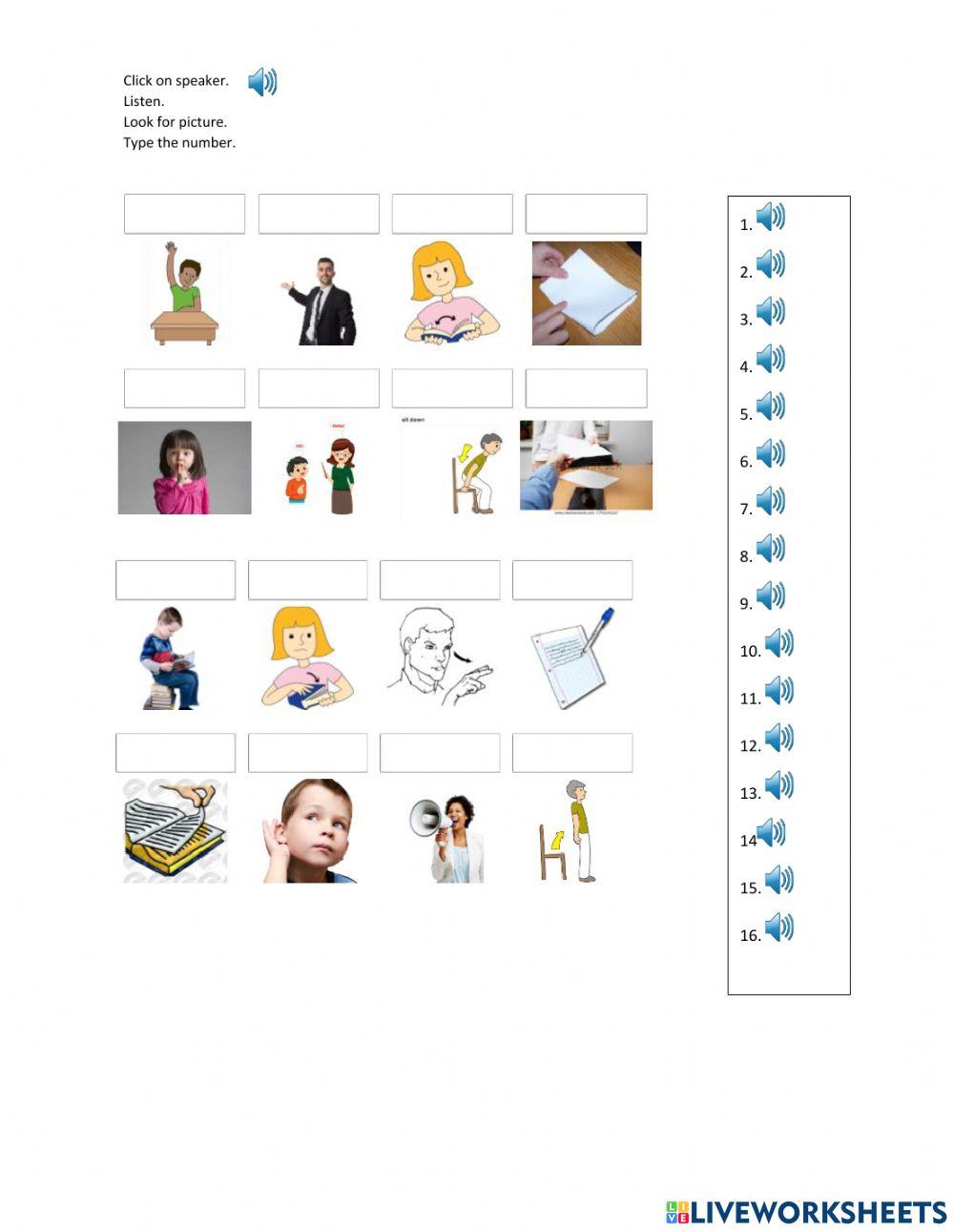 Class Commands … | Free Interactive Worksheets | 6845670