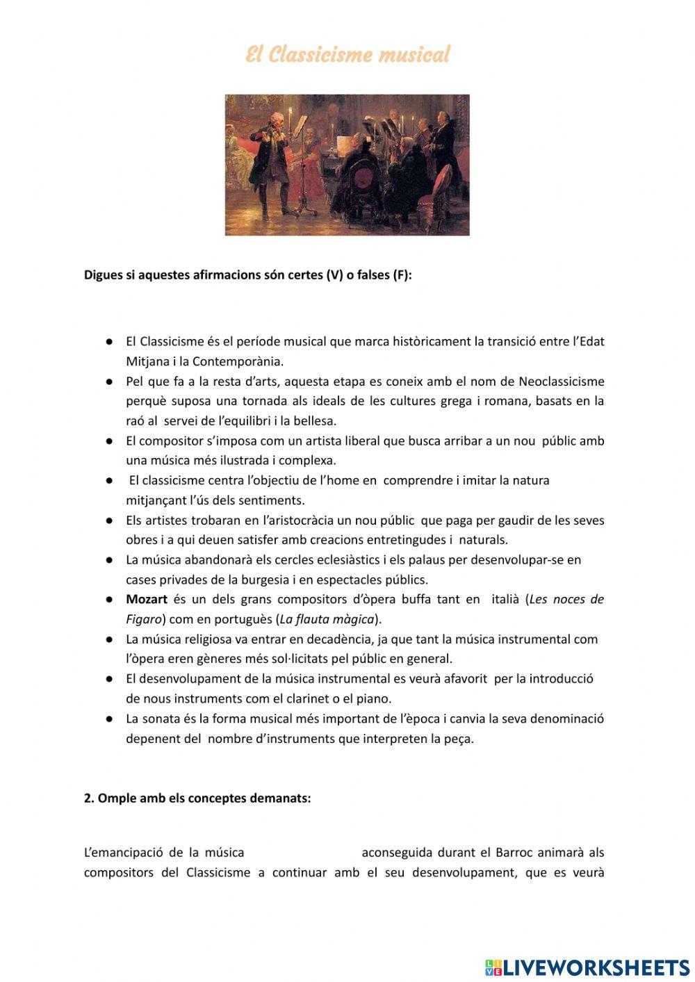 El classicisme musical 1924037 | jRami | Live Worksheets