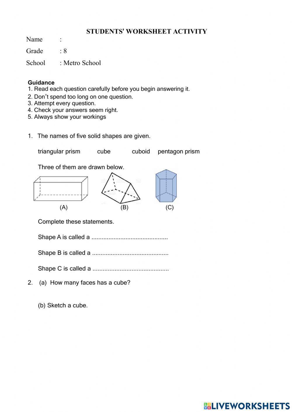 1922803 | 3D shapes | Dewi Sartika | LiveWorksheets