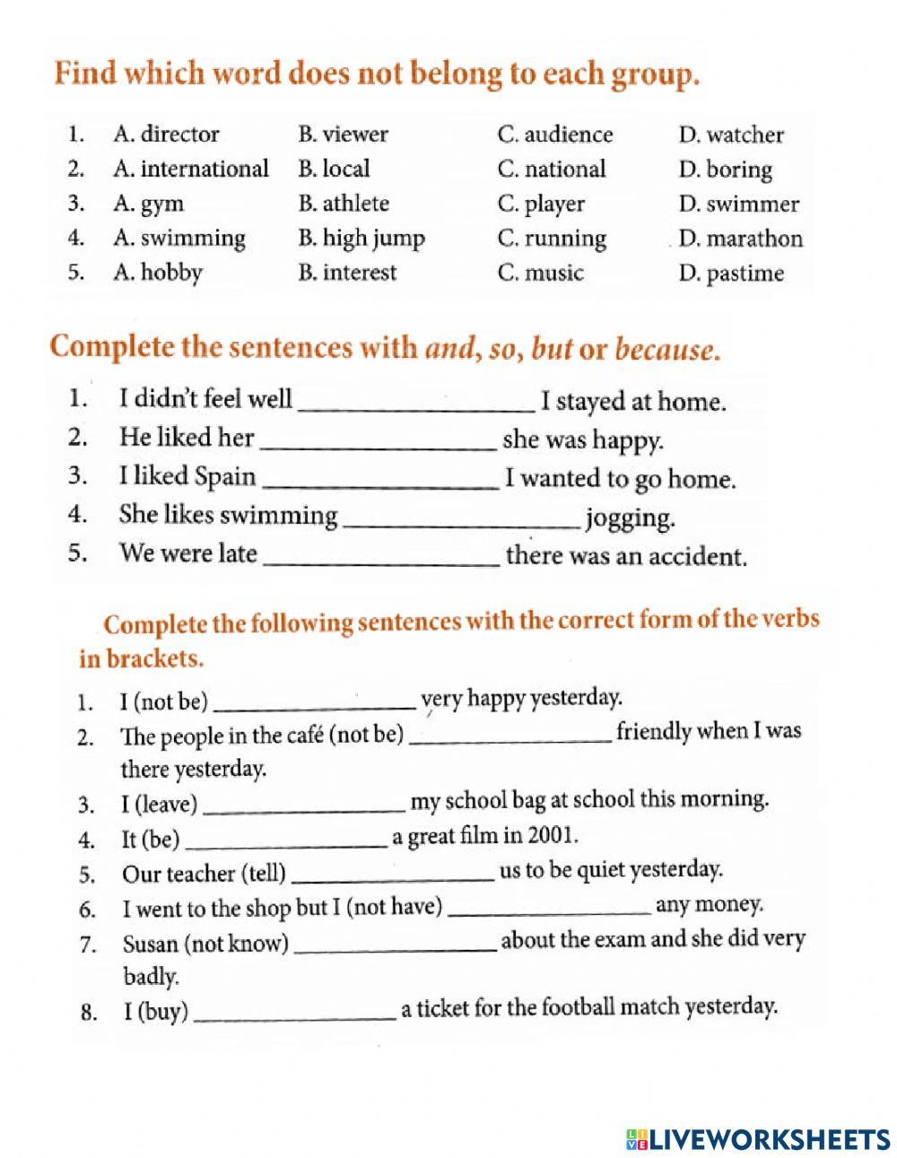 G6 - Test yourself 3.2(U7-8-9) interactive worksheet | Live Worksheets