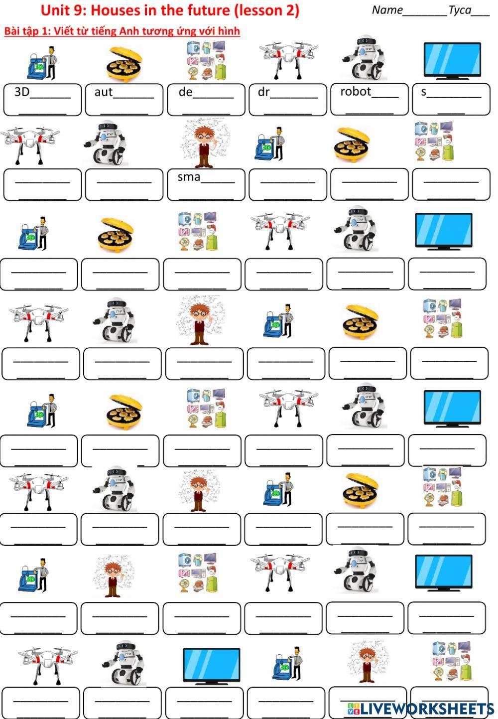 Unit 9 - House in the future worksheet | Live Worksheets