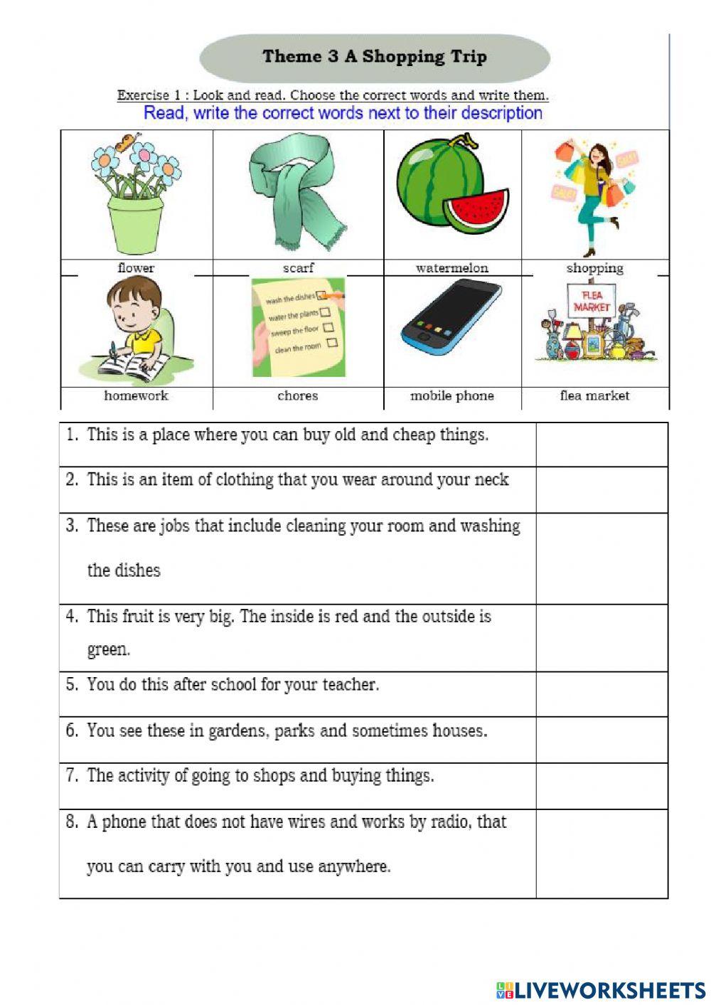 Test theme 3- ss5 worksheet | Live Worksheets