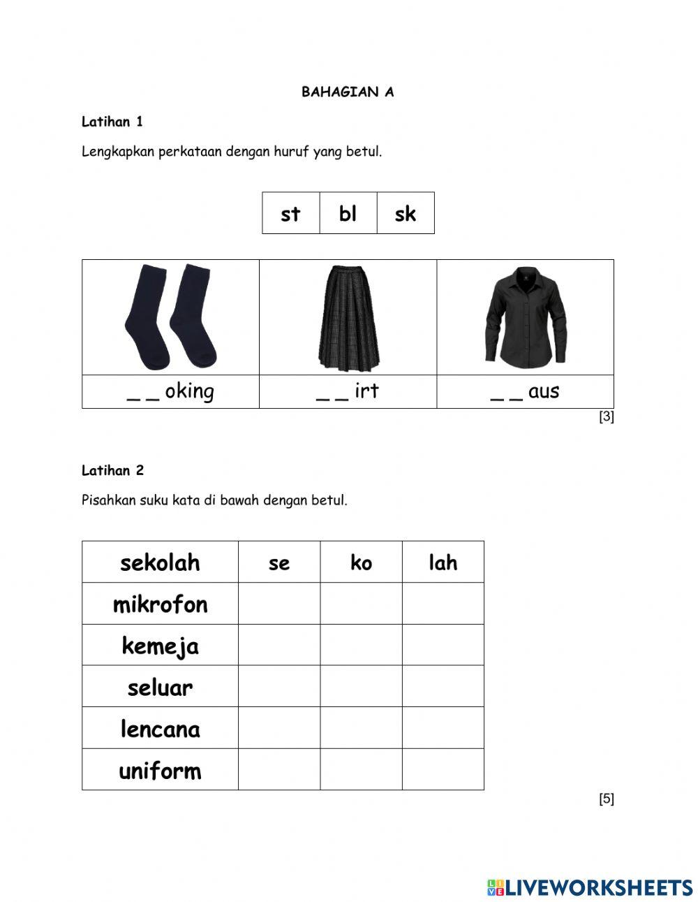 MALAY TEST YEAR 2 online exercise for | Live Worksheets