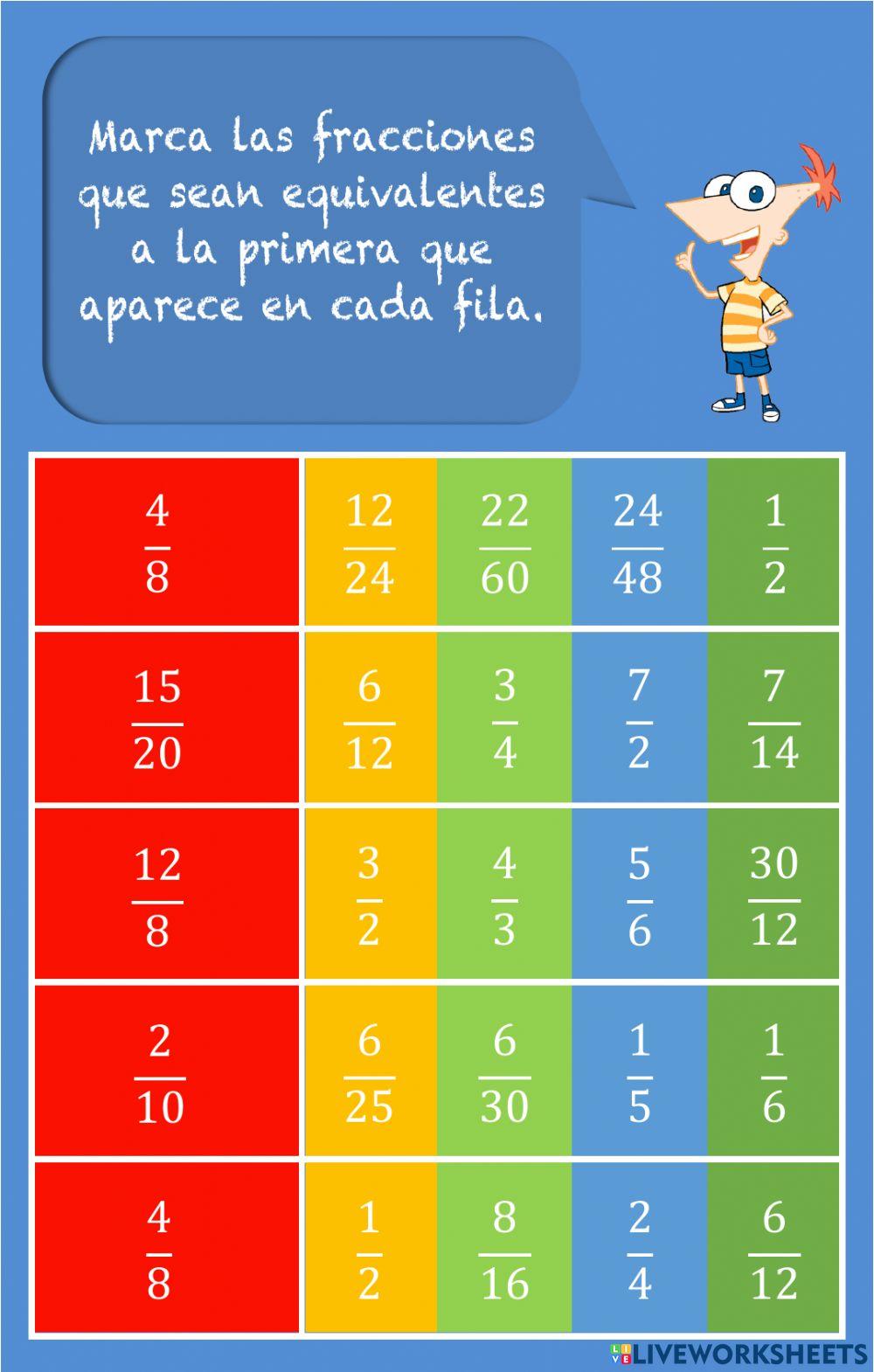 Fracciones | Free Interactive Worksheets | 1925007