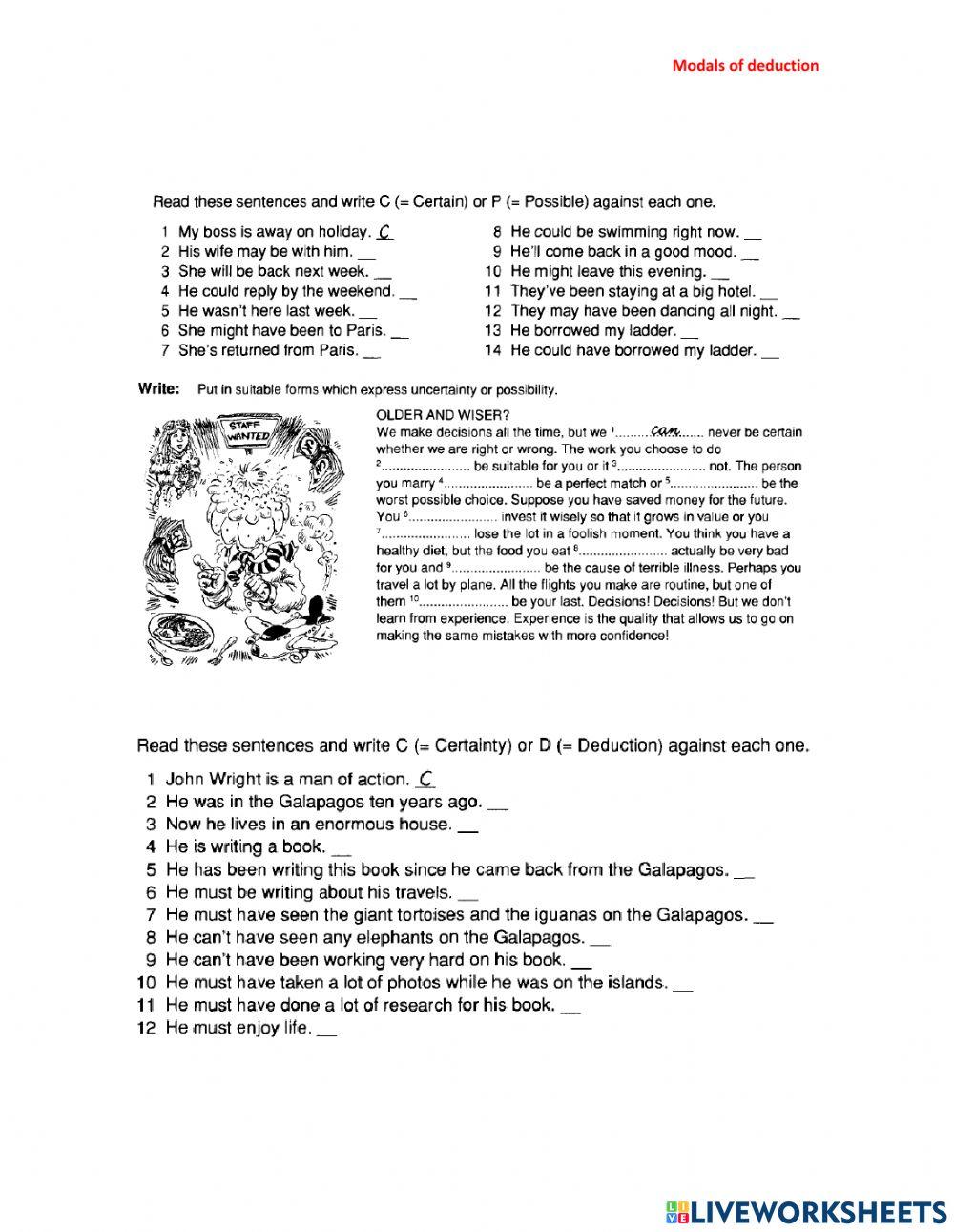 Modals online exercise for intermediate | Live Worksheets