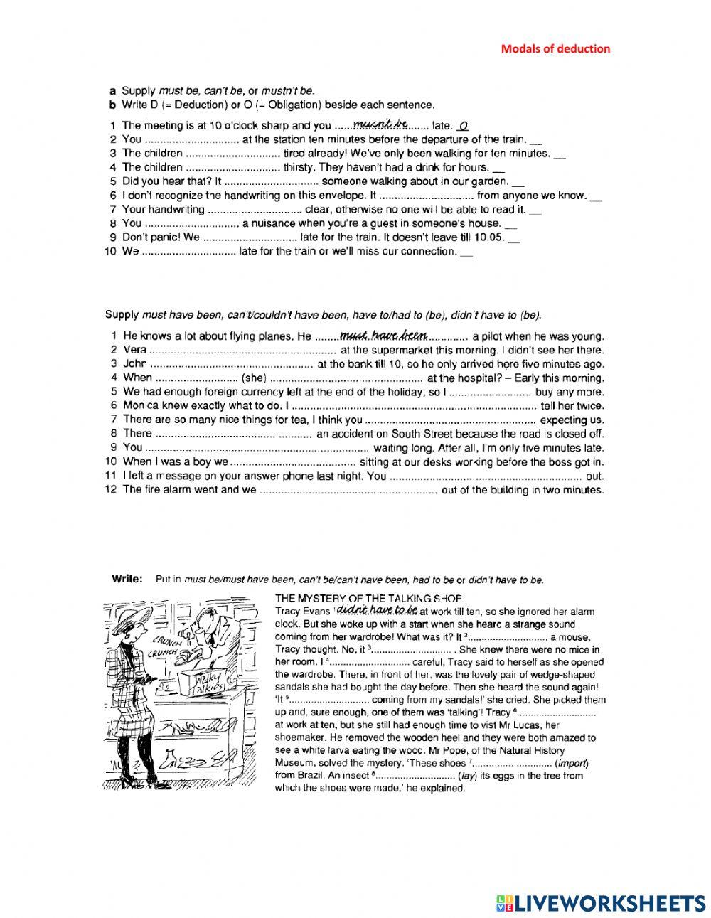 Modals online exercise for intermediate | Live Worksheets