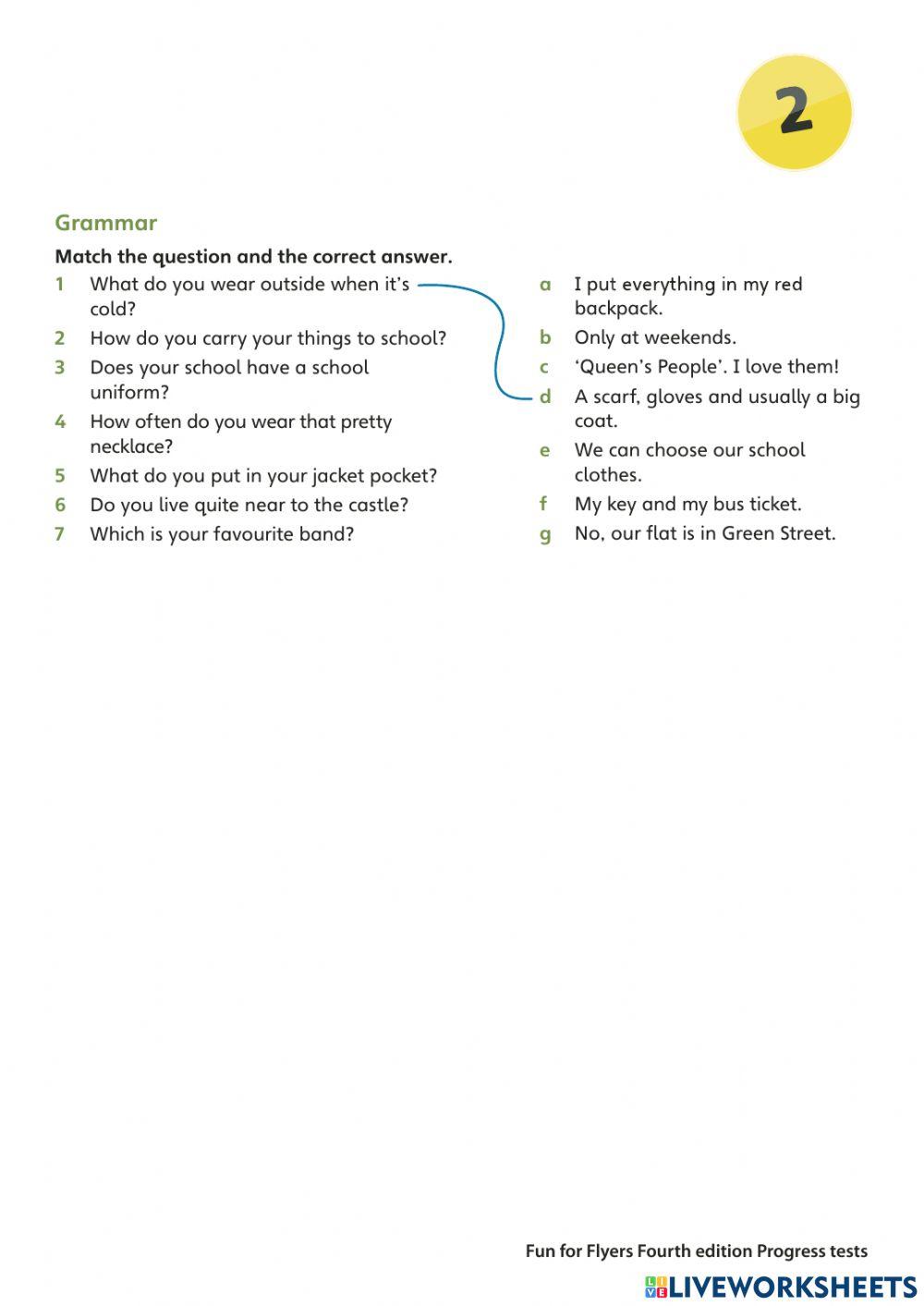 FLYERS FOR FUN KIDS 7 UNIT 2 PROGRESS TEST 2774564