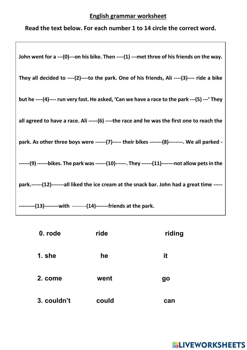Use of English online exercise for year 3 | Live Worksheets