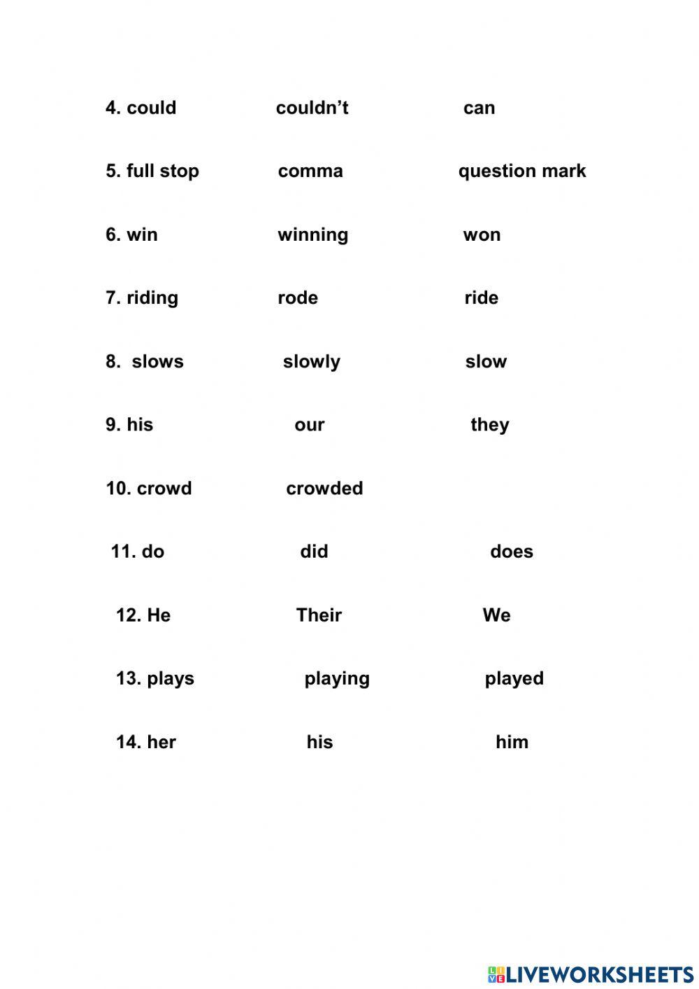 Use of English online exercise for year 3 | Live Worksheets