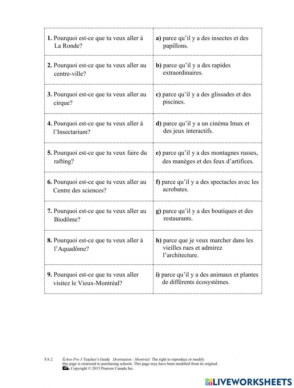 Destinations Mo… | Free Interactive Worksheets | 2774761