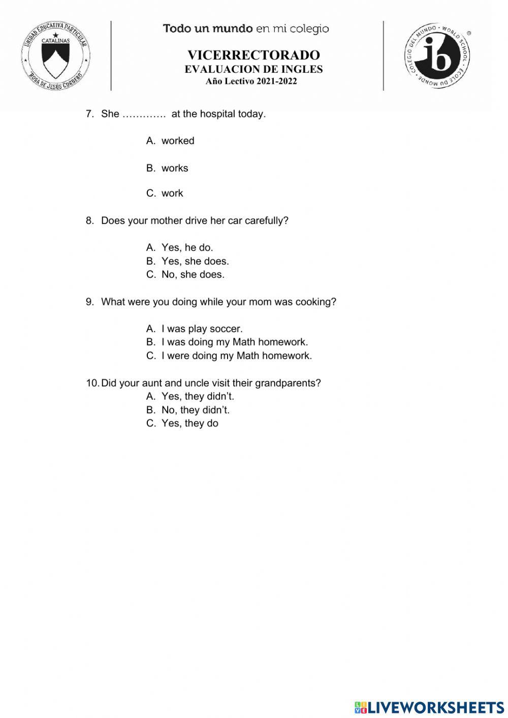 Cambridge test 6rgb worksheet | Live Worksheets
