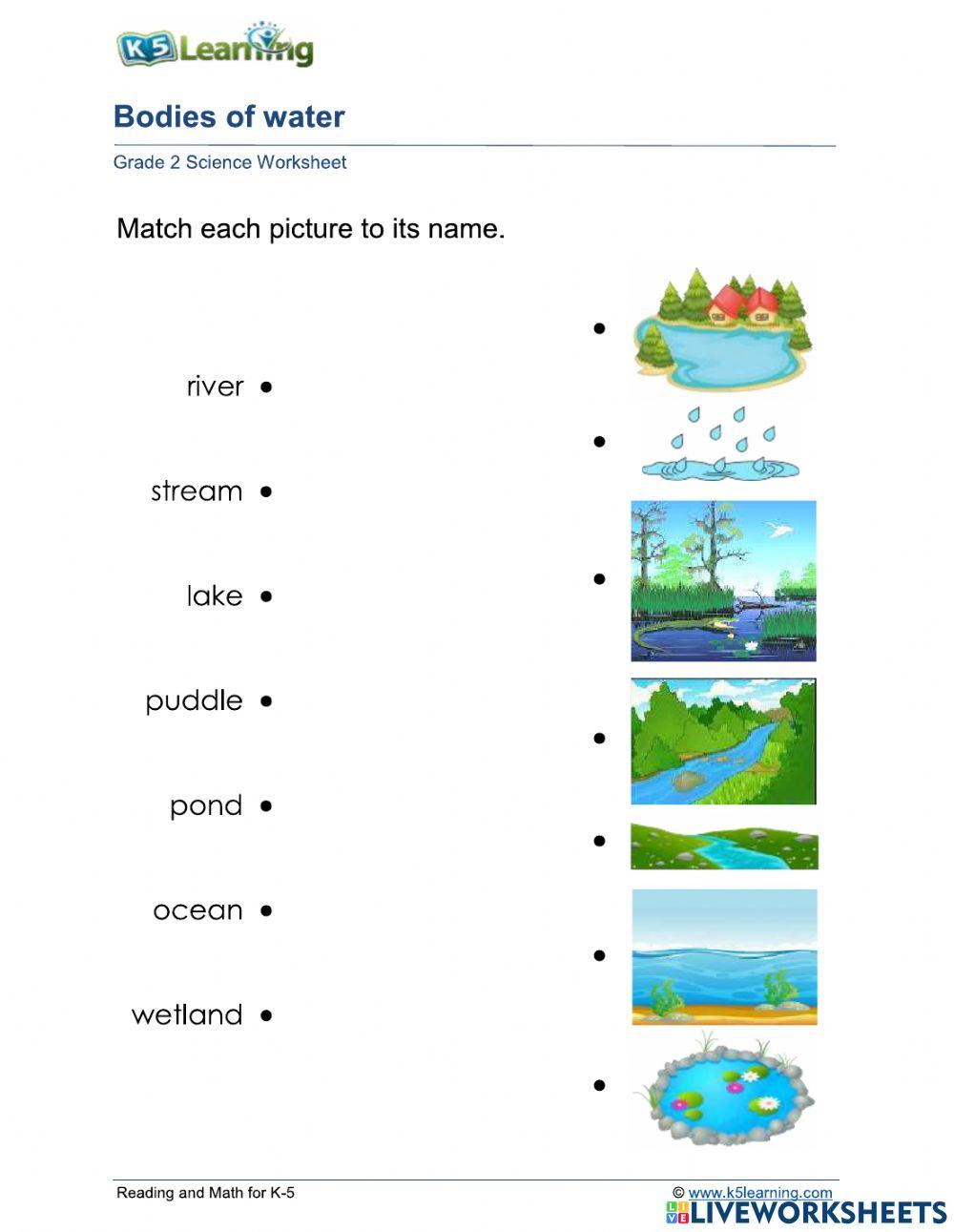 Bodies of Water - Match online exercise for | Live Worksheets