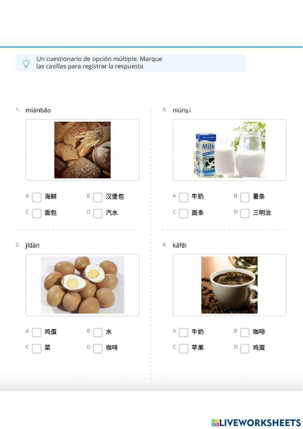 Comida online pdf exercise | Live Worksheets