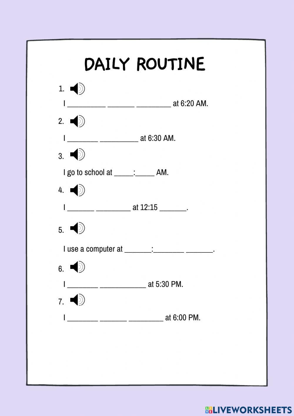 Daily Routines Listening Worksheet Daily Routine Daily Routine – Bilarasa Daily Routines Listening Worksheet Daily Routine Daily Routine – Bilarasa
