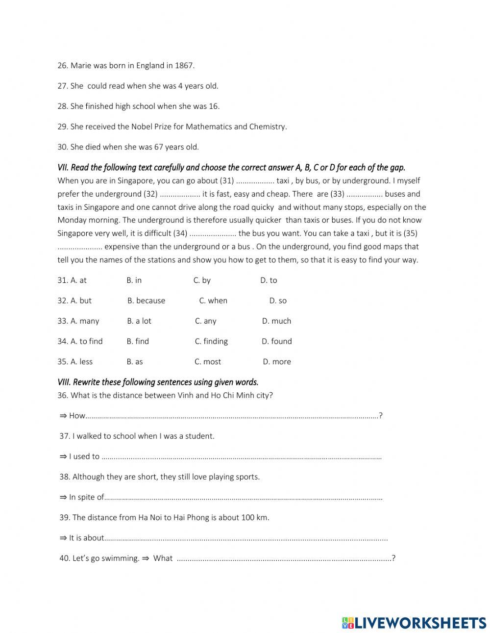 English 2 Middle Term II Test worksheet | Live Worksheets