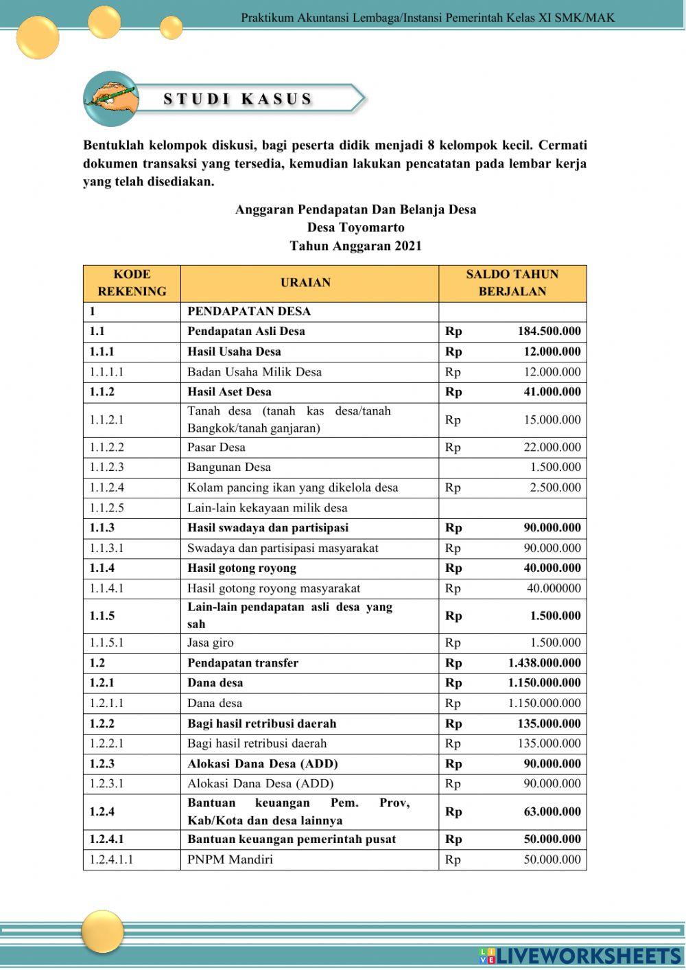 Bab 3 Studi Kasus worksheet | Live Worksheets