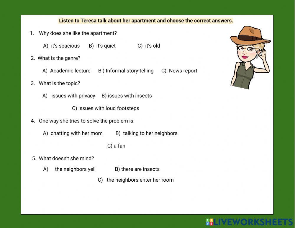 Listening comprehension online exercise for 12 | Live Worksheets