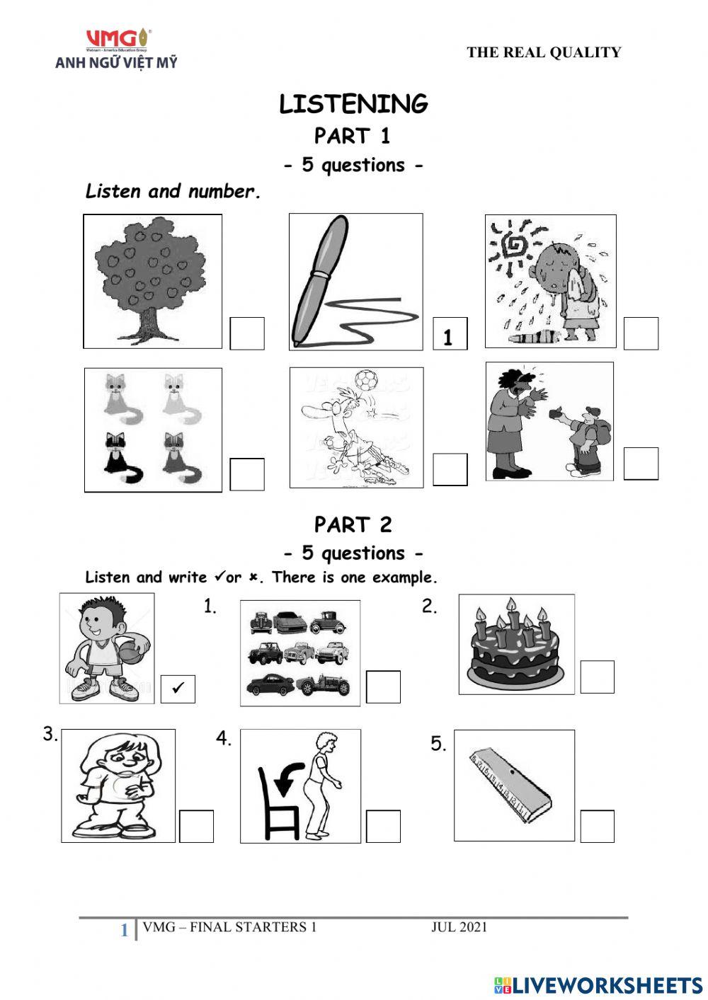 Final starter 1 worksheet | Live Worksheets