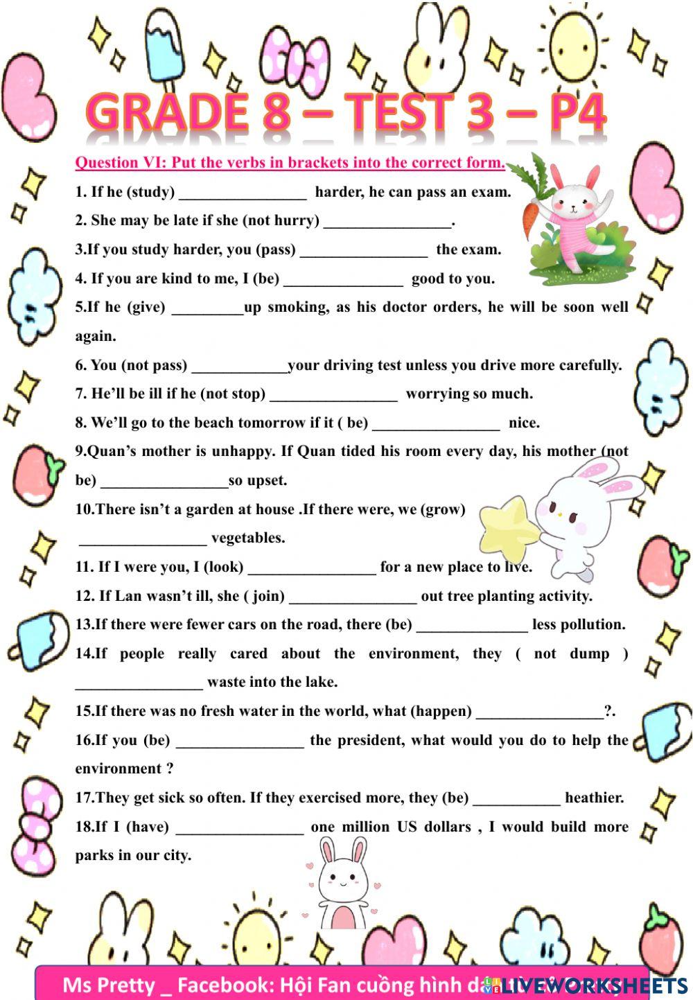 Test 3 grade 8 P4 English worksheet | Live Worksheets