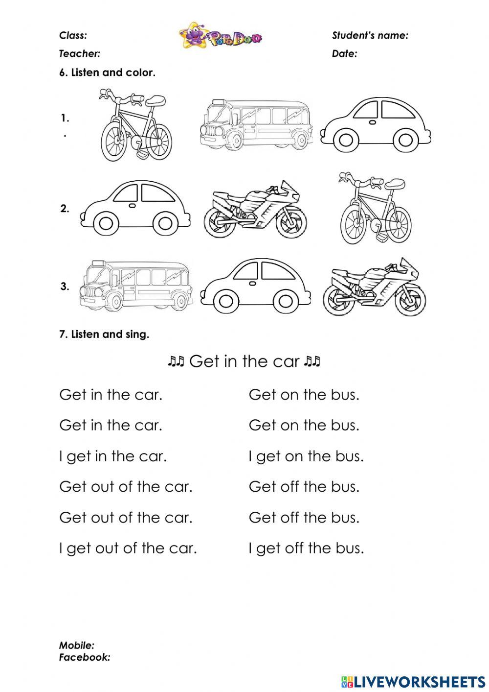 Pse-d3-vehicles… | Free Interactive Worksheets | 1926197