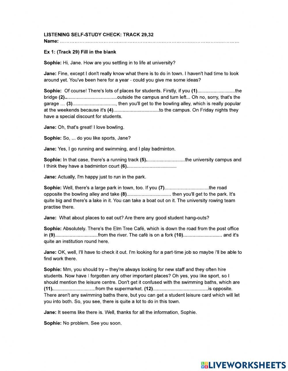 ex-l-u5 self-study check worksheet | Live Worksheets