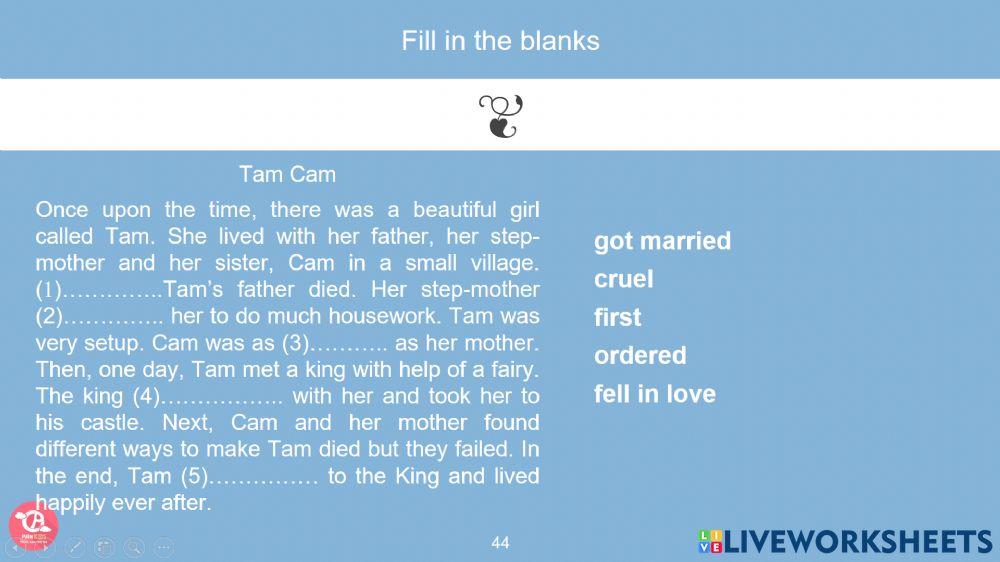 Tam Cam story worksheet | Live Worksheets