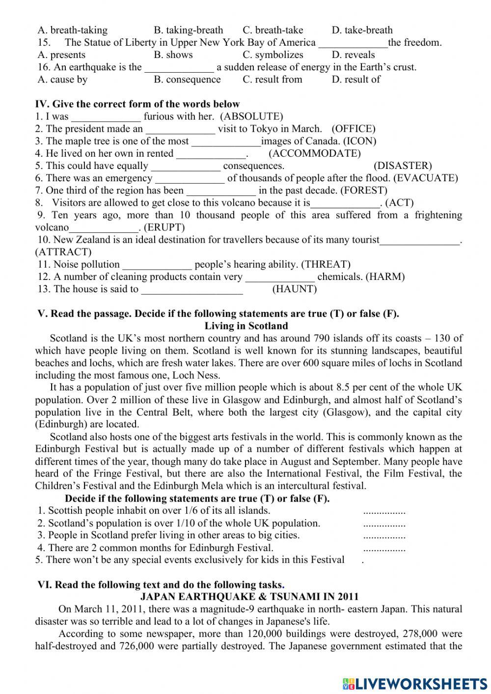 Grade 8 Second Midterm revision 2 online exercise for | Live Worksheets