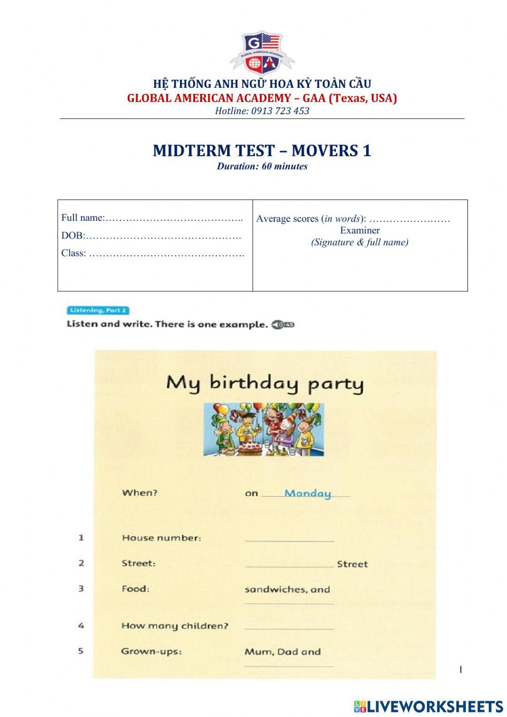 Movers 3 | Free Interactive Worksheets | 4269030