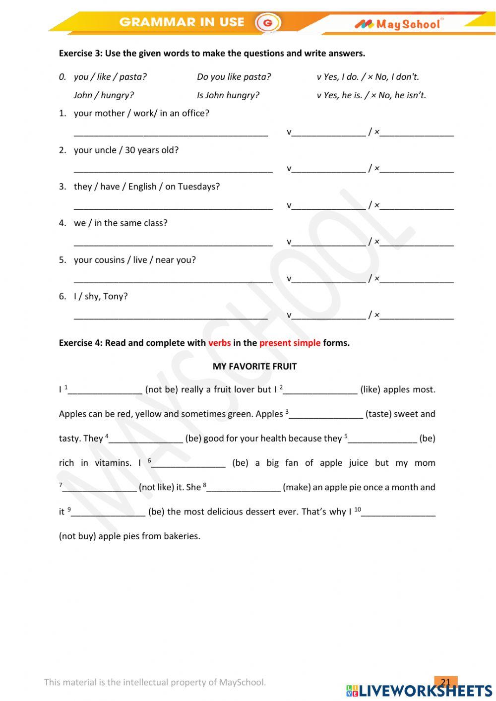 G-Gram-L6-Present Simple-Interrogative-Y.N Question online exercise for ...