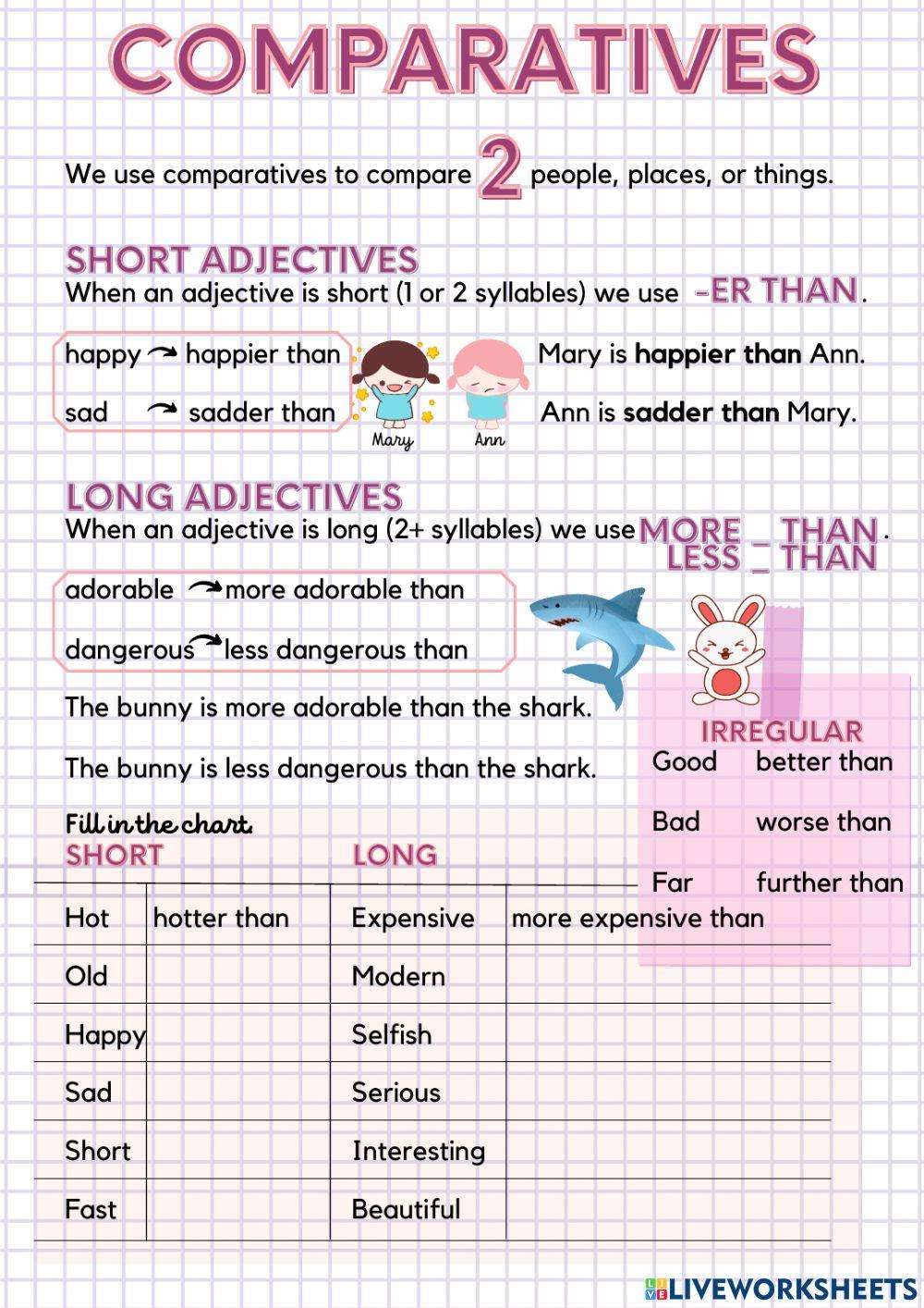 Comparatives online exercise for Grade 3 | Live Worksheets