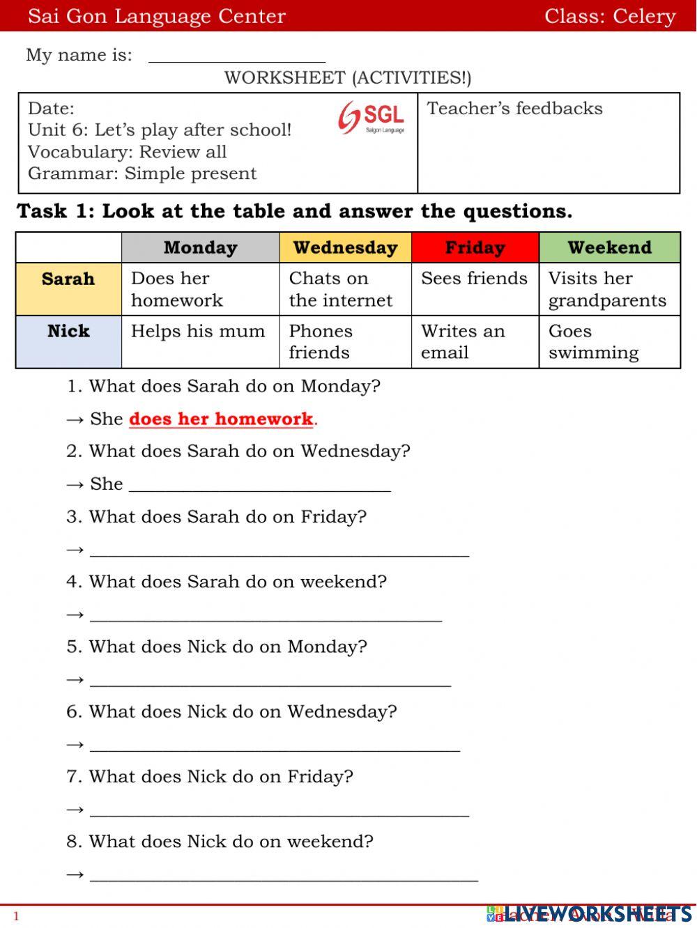 Let's play after school! interactive activity | Live Worksheets