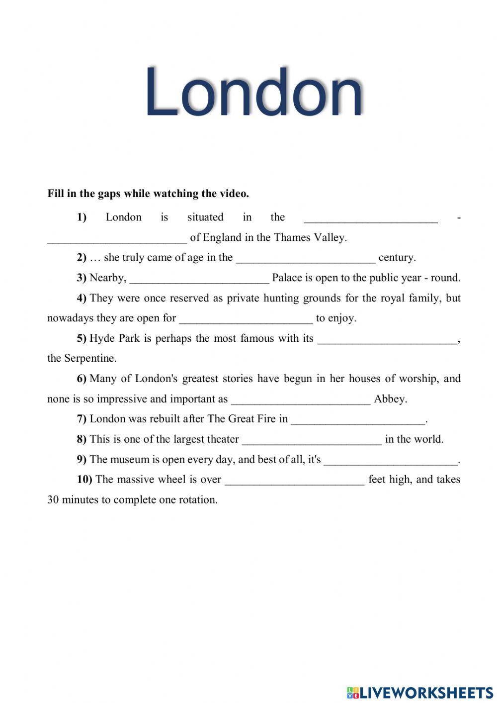 1926946 | London | Анастасия Солодкова | LiveWorksheets