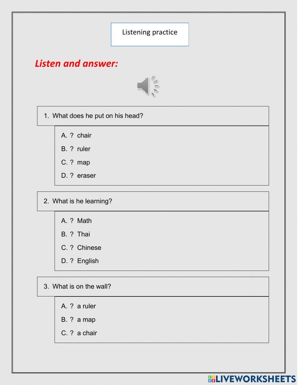 Listen and answer (homework) worksheet | Live Worksheets
