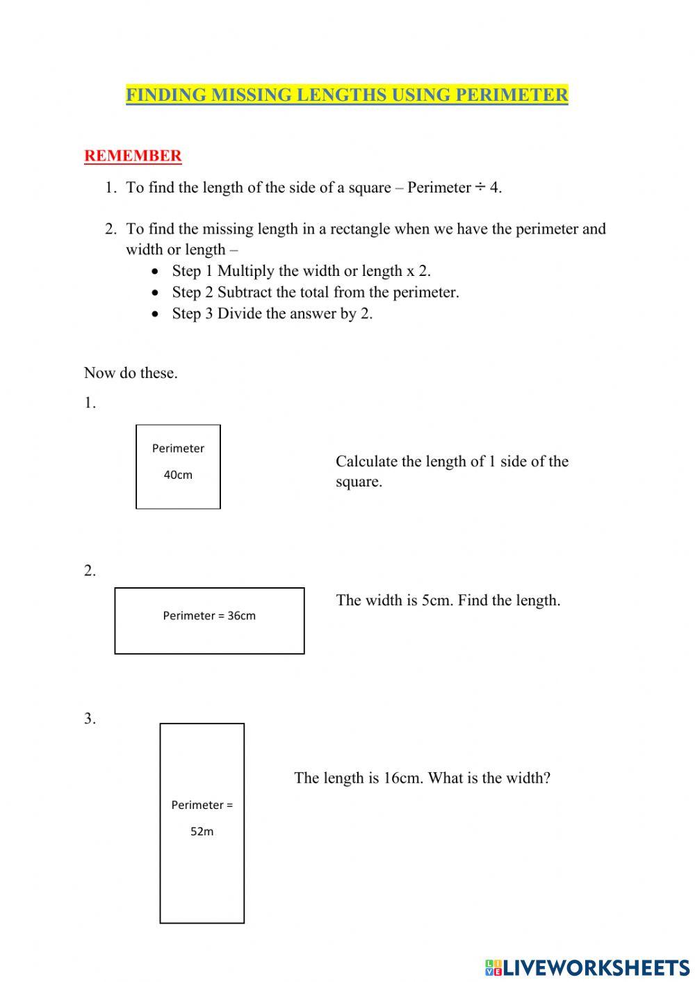 Finding Missing… | Free Interactive Worksheets | 1927668