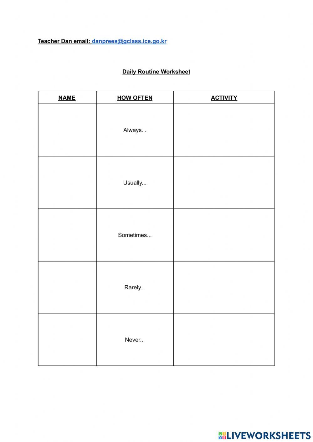 How often English as a Second Language (ESL) exercise | Live Worksheets