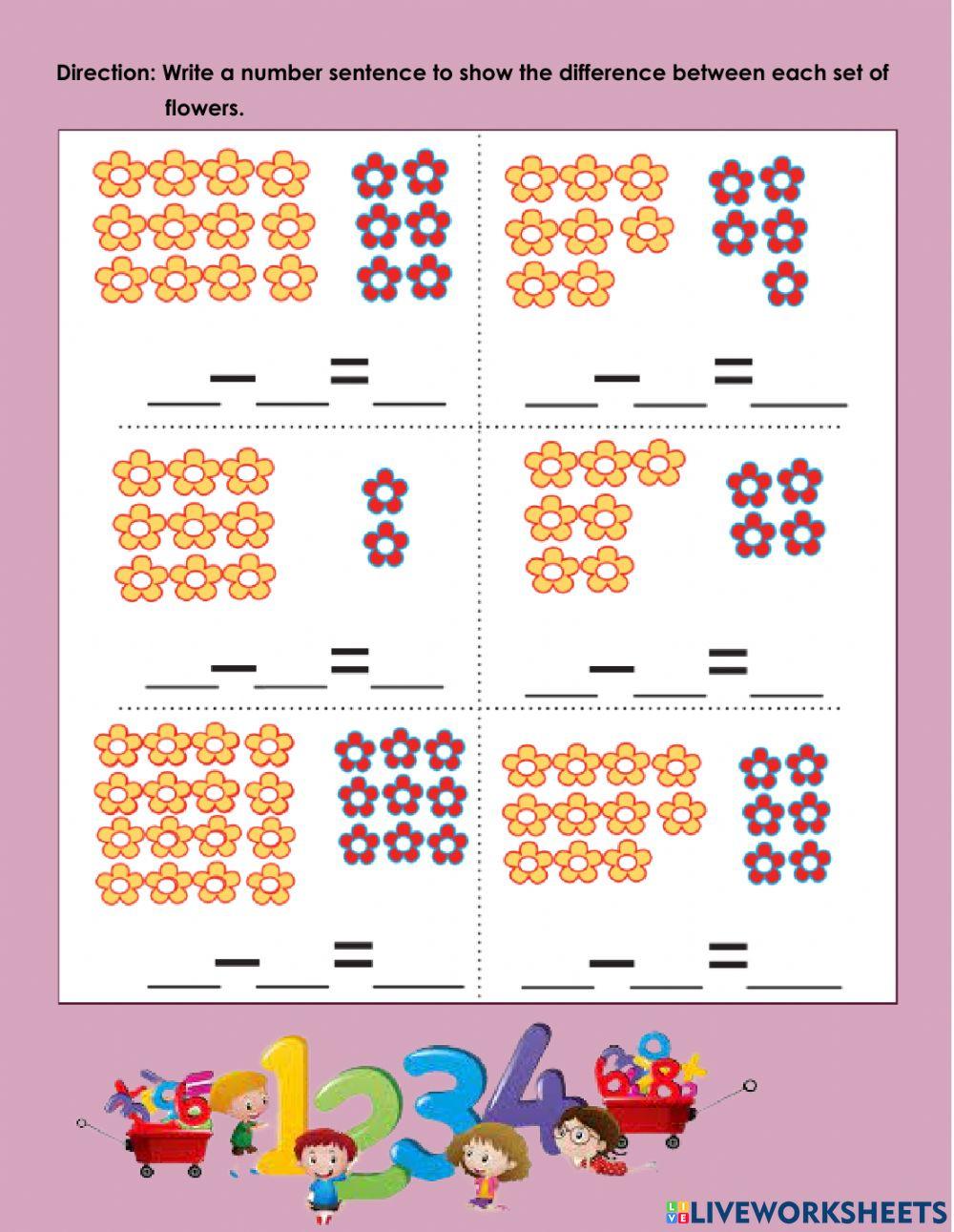 Subtracting Numbers 0-20 online exercise for | Live Worksheets