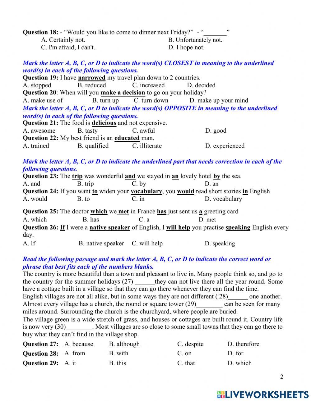 12. lvl 9-3 21-22 worksheet | Live Worksheets